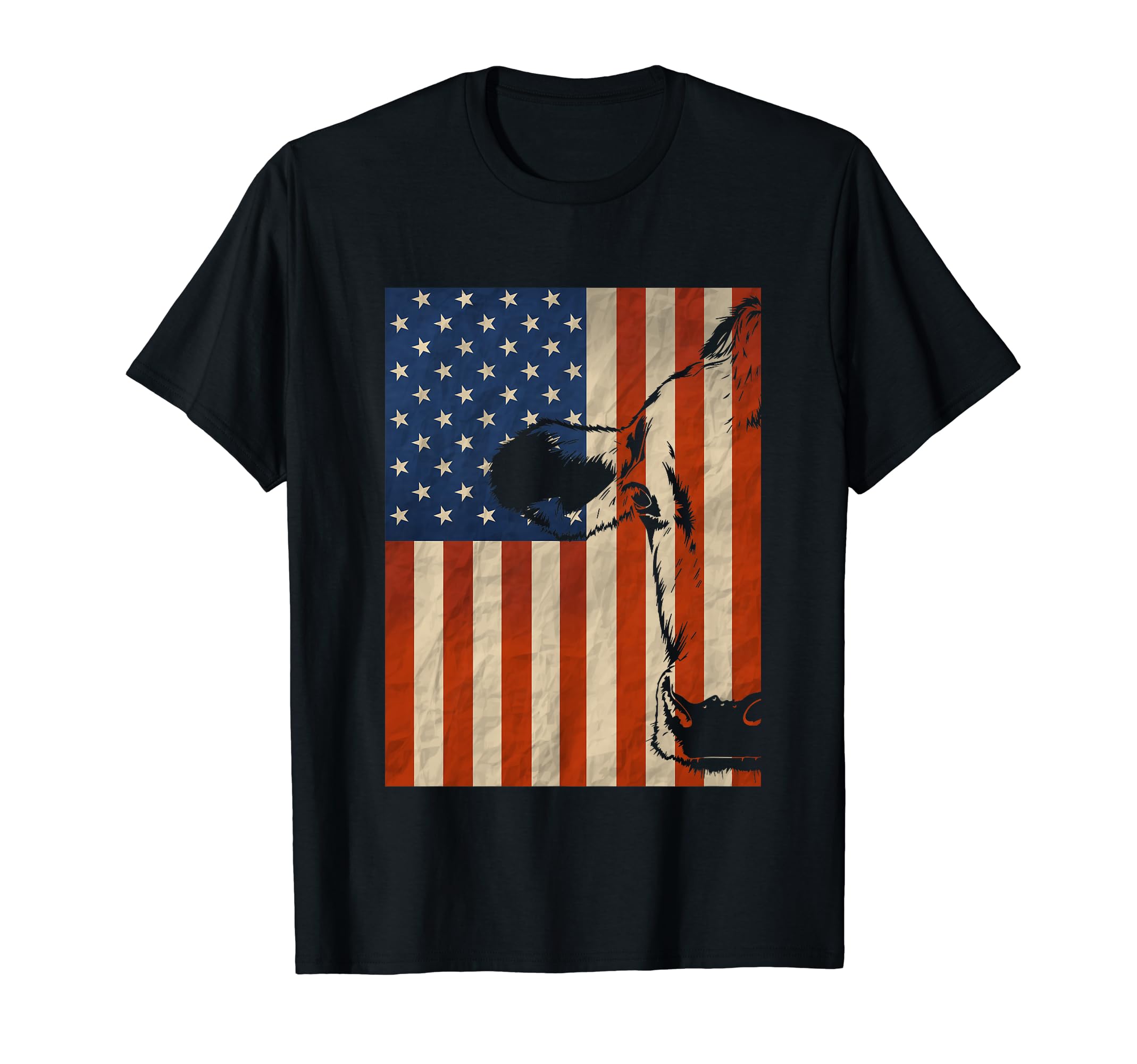 Cow American Flag Cattle Animal Lover Patriotic 4th of July T-Shirt ...
