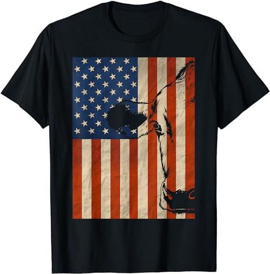Cow American Flag Cattle Animal Lover Patriotic Gift T-Shirt - Walmart.com