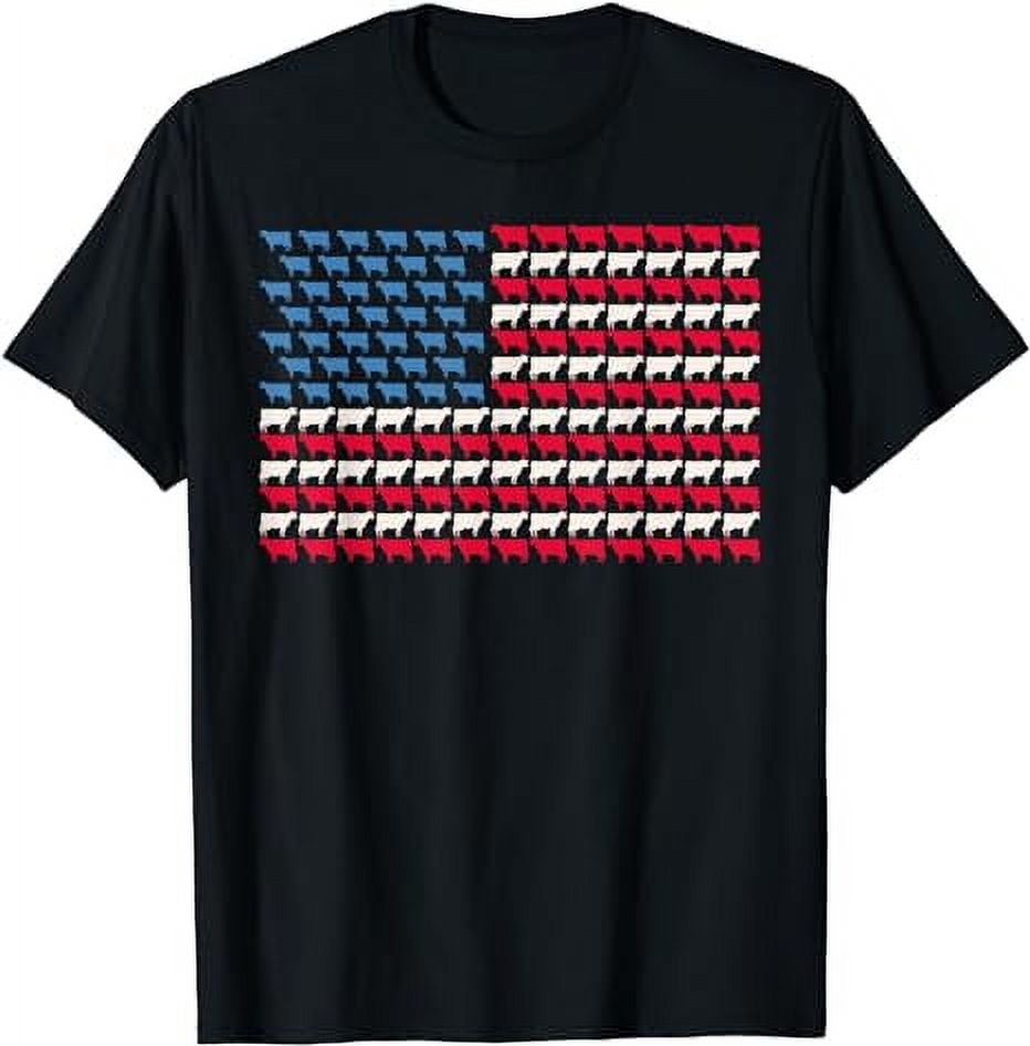 Cow American Flag Heifer US 4th Of July Farm Cattle USA Gift T-Shirt ...