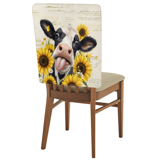 Cow Animal Chair Back Covers Set of 8 Yellow Sunflower Farmhouse ...