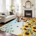 Cow Animal Washable Area Rug 8x10 Yellow Sunflower Farmhouse Daisy ...