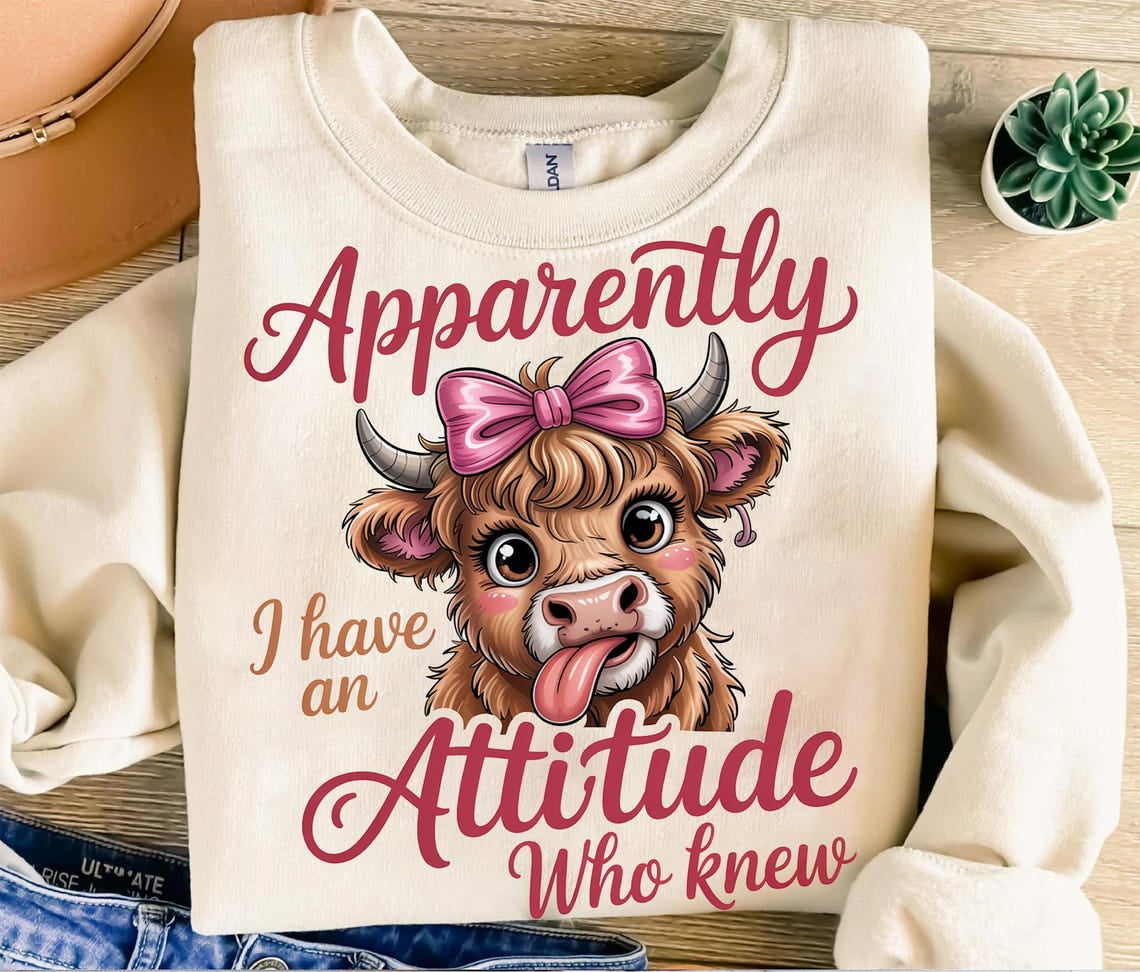 Cow Attitude Cow Graphic Apparently I Have an Attitude Clipart Cute Cow Design Animal TSHIRT All ...
