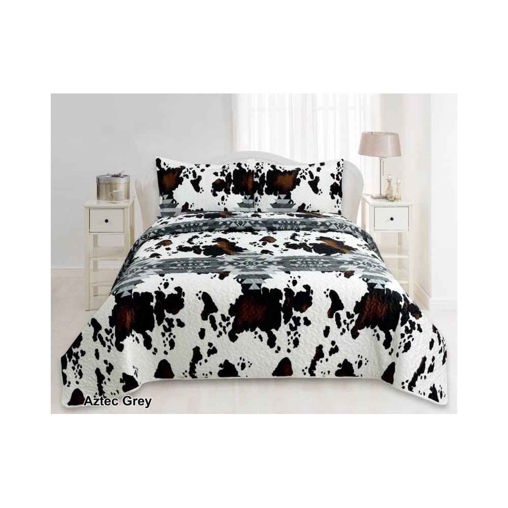 Cow Aztec Print Western Bedding Set Queen King Quilt Bedspreads Queen ...