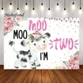 Cow Baby Girl 2nd Birthday Backdrop Moo Moo I'm Two Pink Floral ...