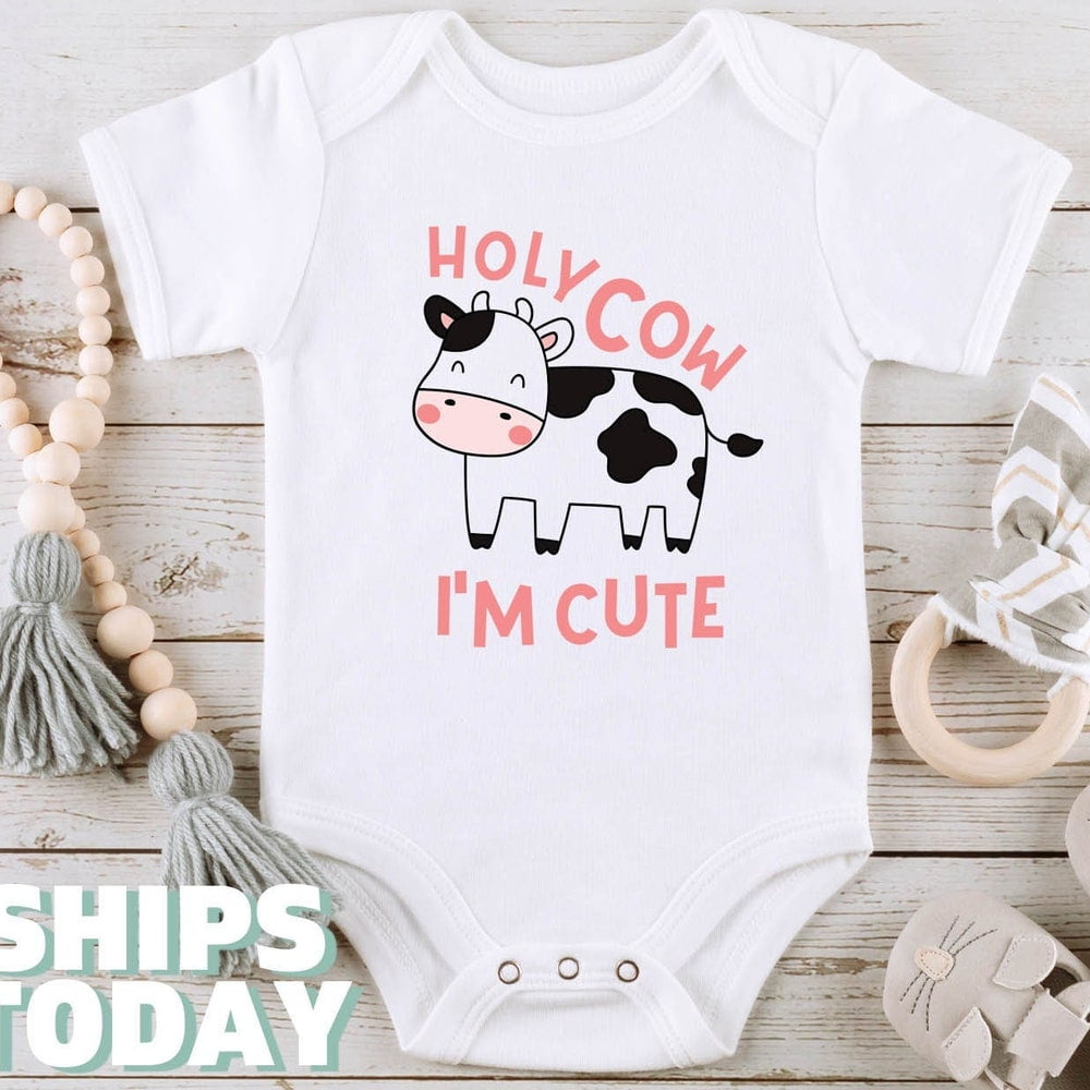 Cow Baby Onesies Holy Cow I'M Cute Baby Onesie Hipster Baby Shirt Cute ...
