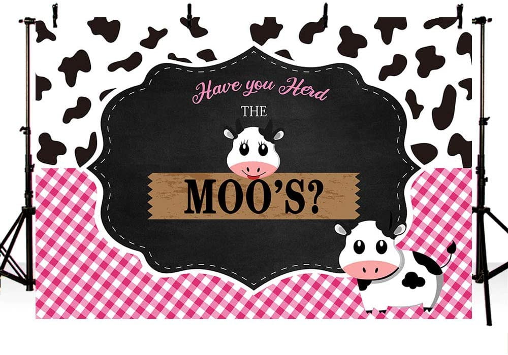 Cow Baby Shower Party Photo Studio Booth Background Props Herd Moo's ...