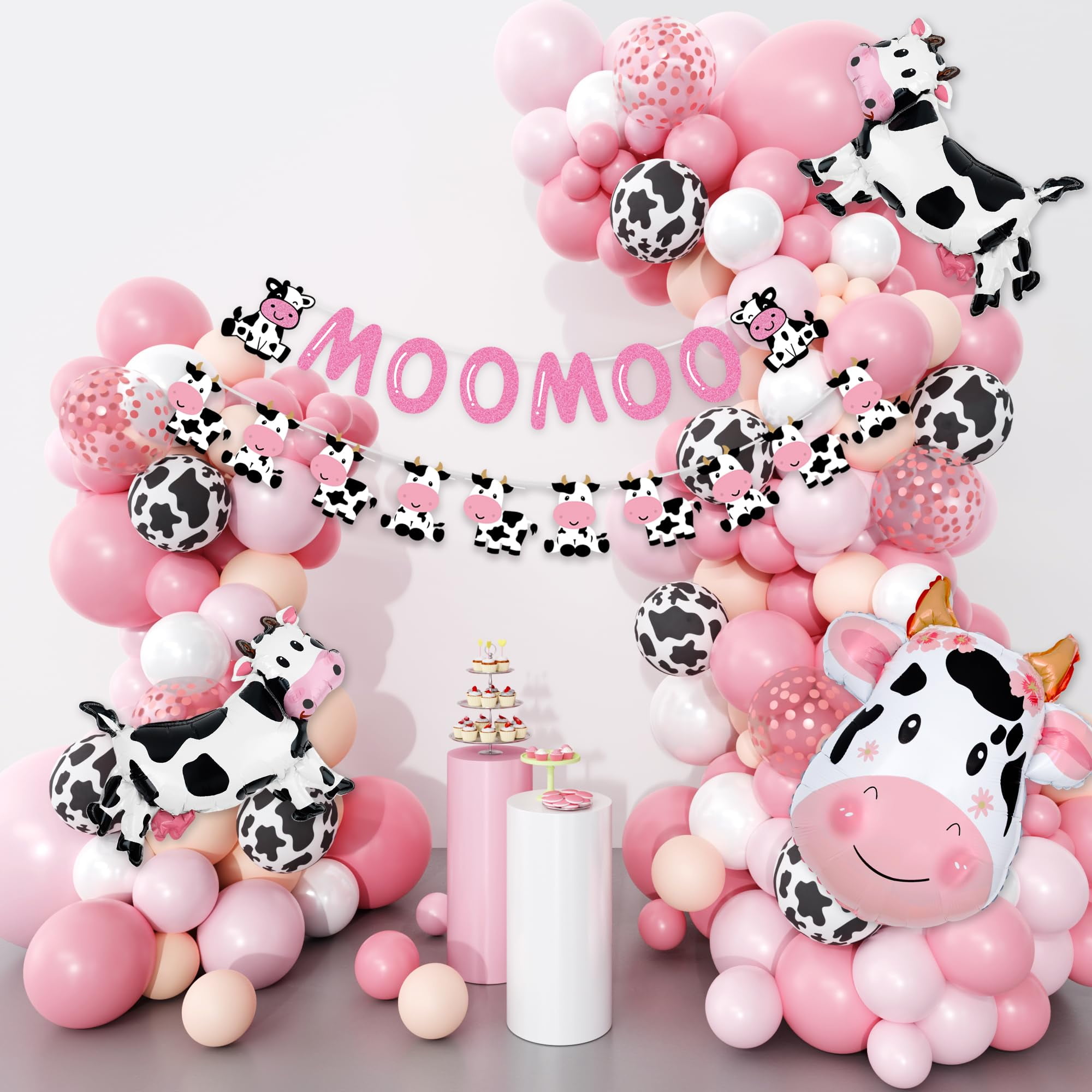 Cow Balloons Garland Arch Kit, AFN1140Pcs Pastel Confetti Cow Print ...