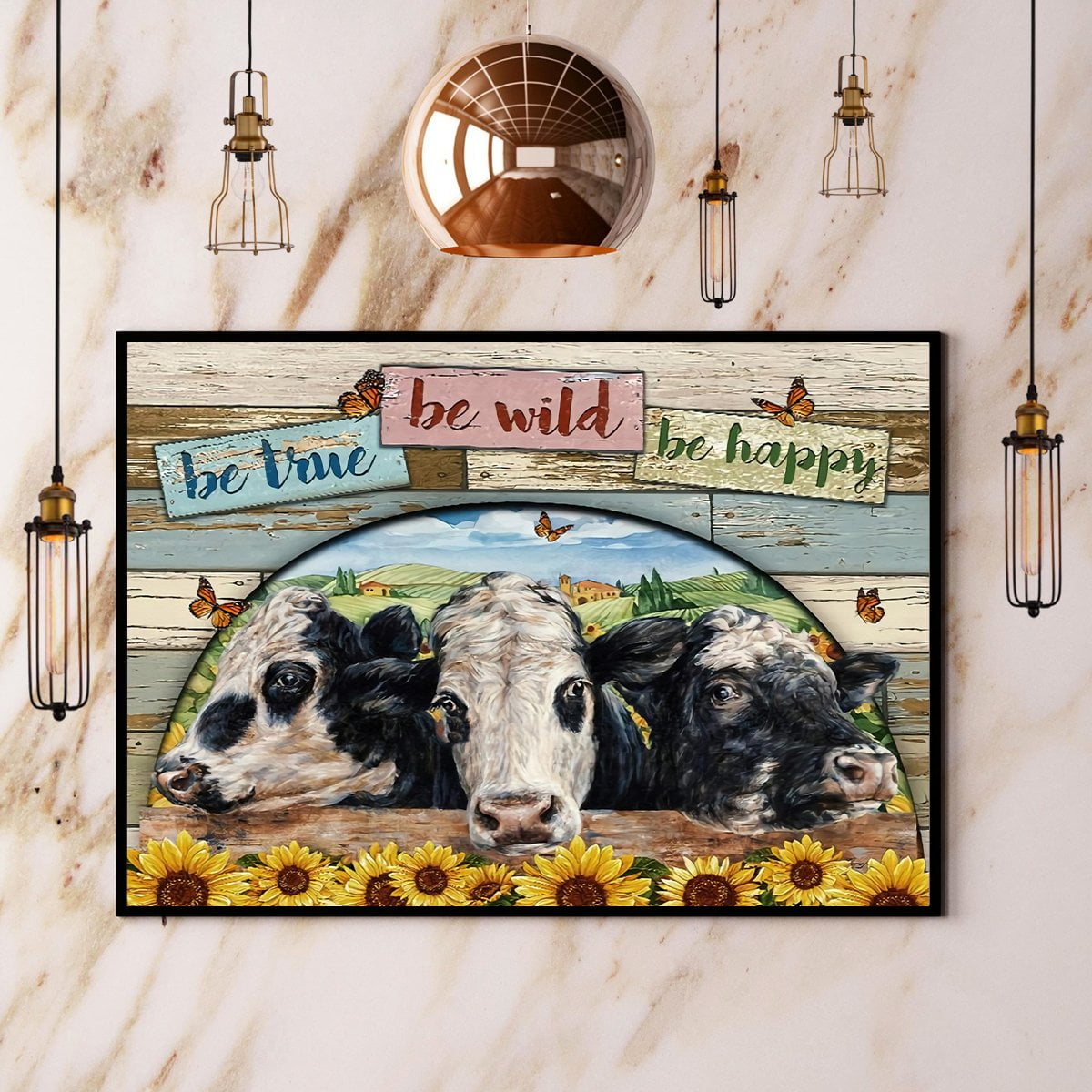 Cow Be True Be Wild Be Happy Paper Poster No Frame Matte Wall Art Decor ...