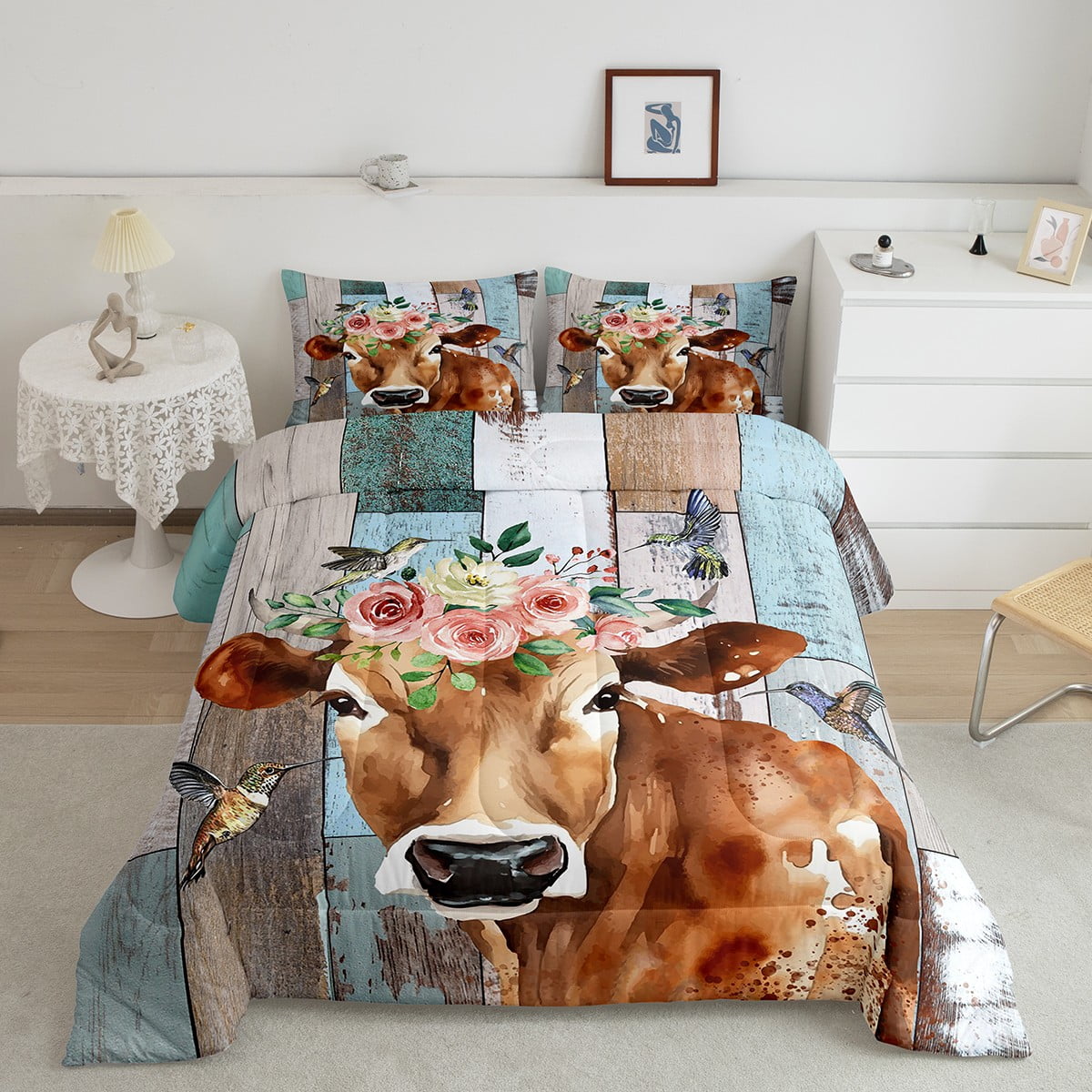 Cow Bedding Comforter Sets Farmhouse Wild Funny Animal Comforter Set ...