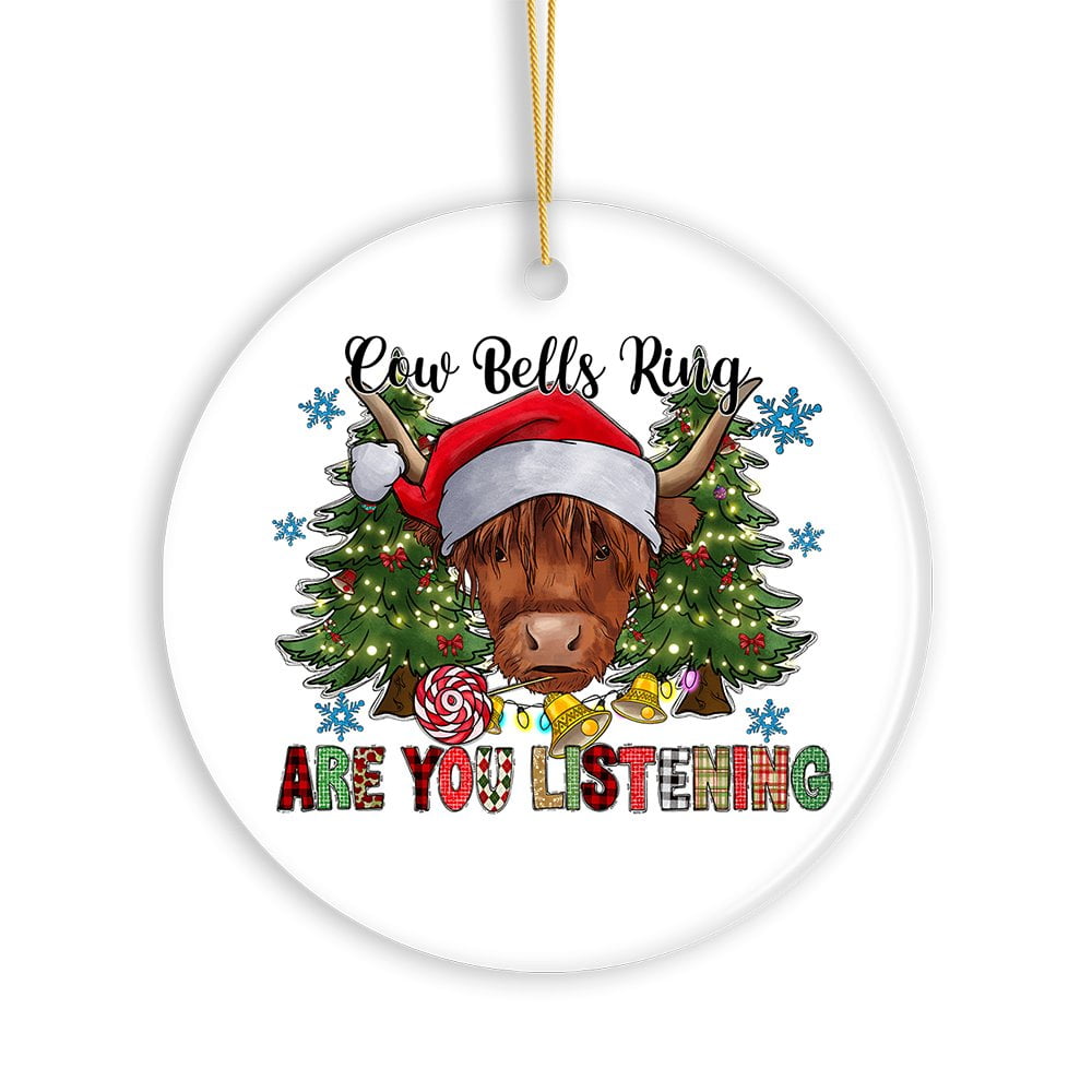 Cow Bells Ring Are You Listening Ornament with Santa Hat 1PC Ornaments ...