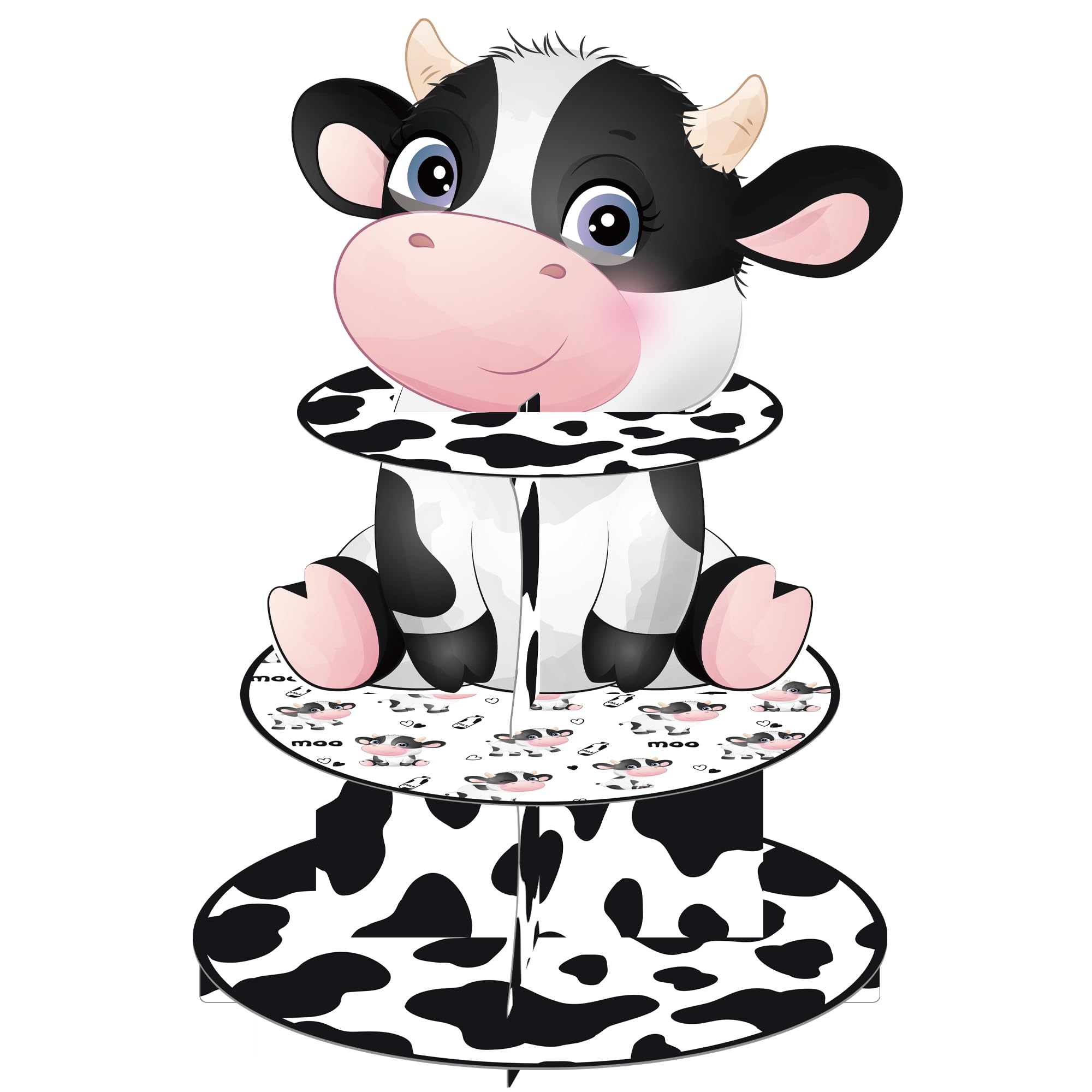 Cow Birthday Party Supplies 1pcs 3-Tier AIS1 Cow Print Stand ...