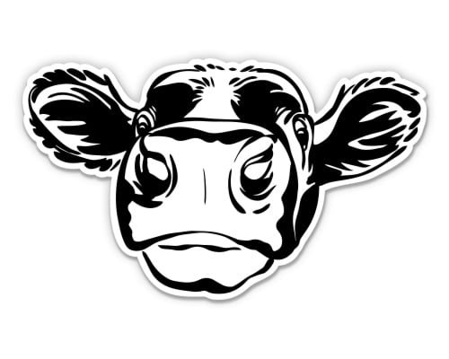 Cow Black and White Farm Country - 12" Vinyl Sticker Waterproof Decal ...