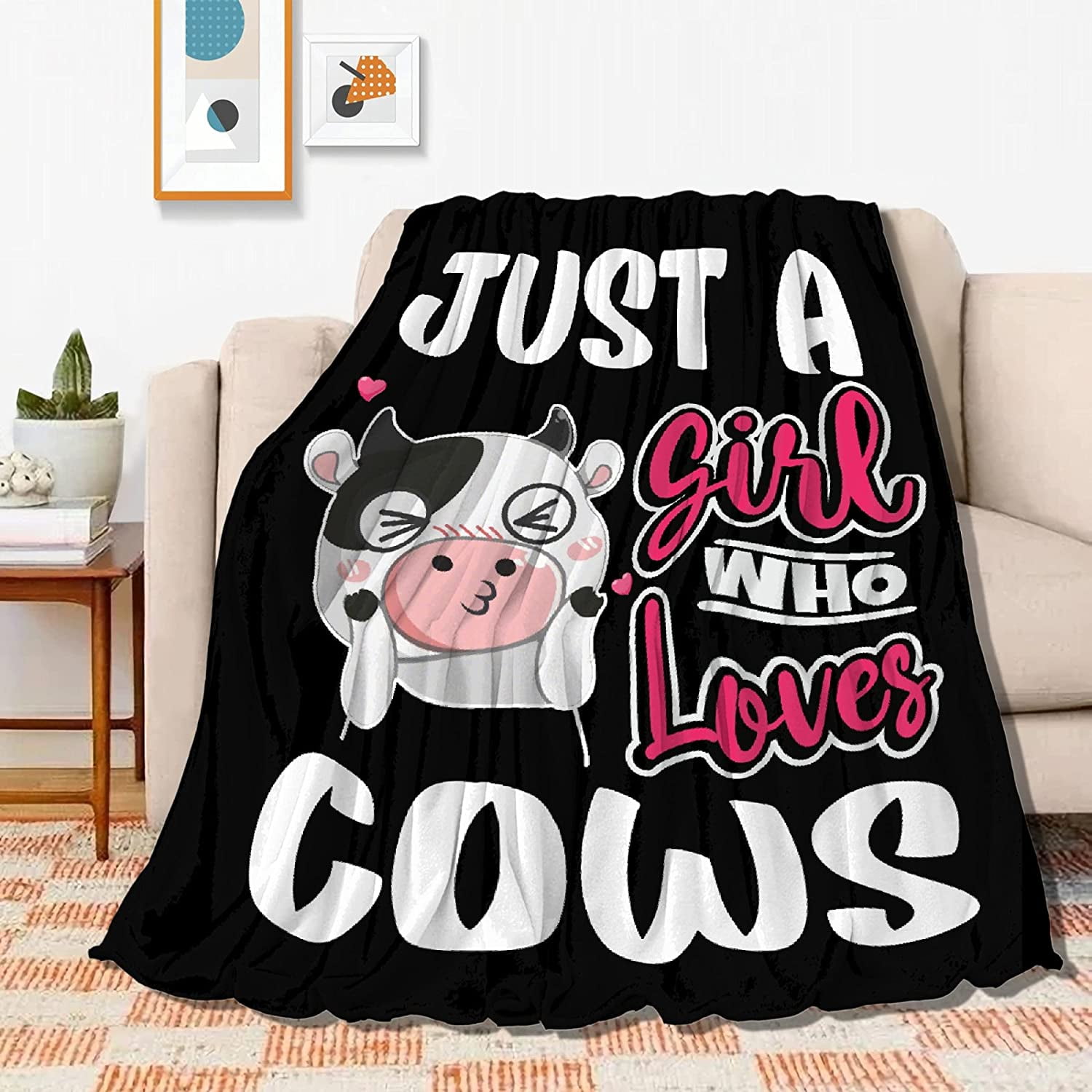 Cow Blanket Just A Girl Who Loves Cows Soft Blankets and Throws Flannel ...
