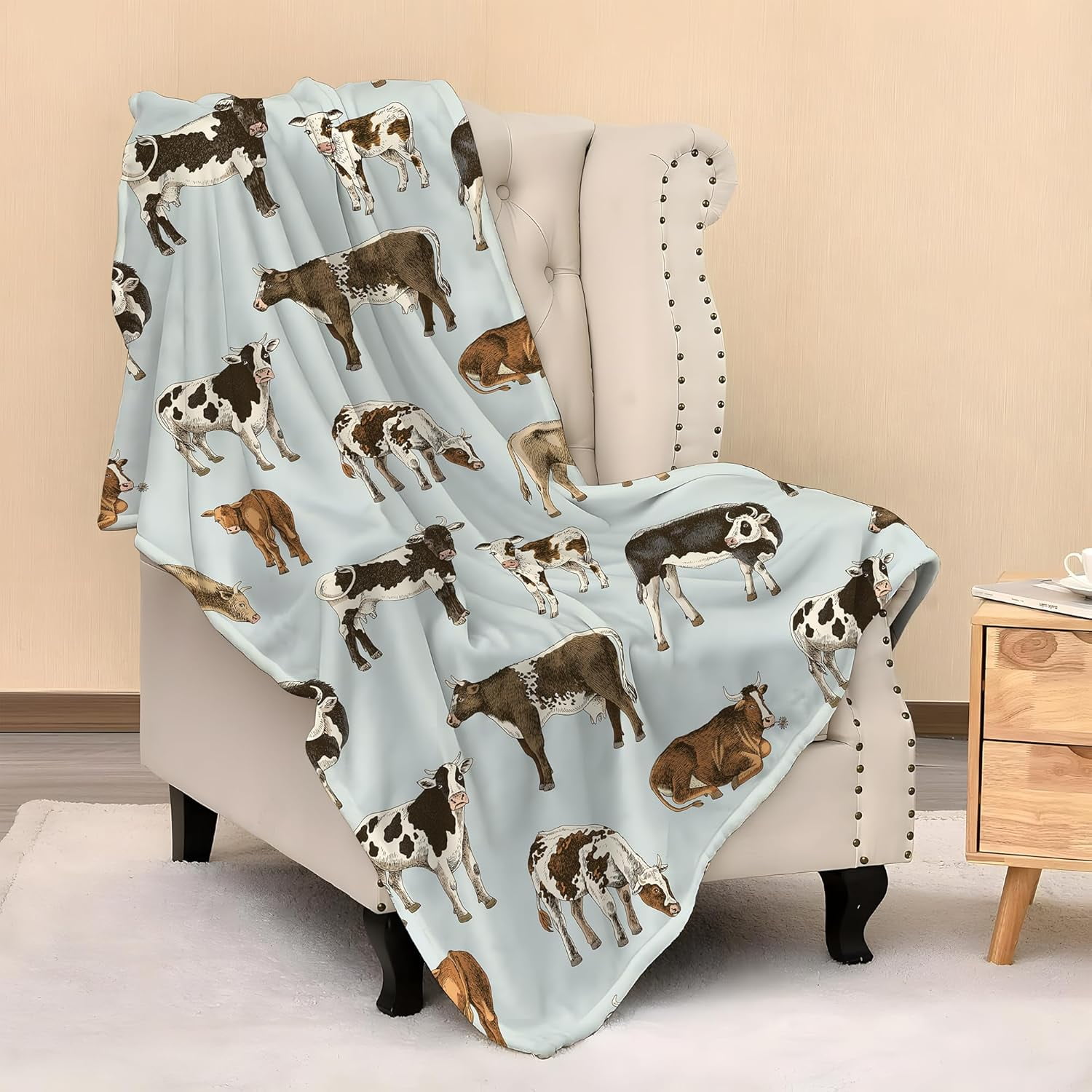 Cow Blanket Throw , Cozy Lightweight Plush Cow Print Blanket, Gifts for ...
