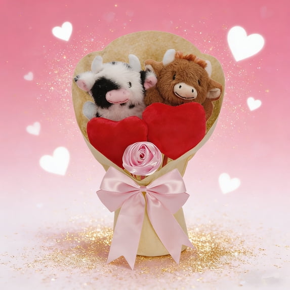 Cow Bouquet,Cow Bouquet Plush,13" Highland Cow Plush Toy Valentine's ...