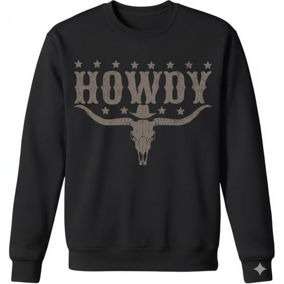 Cow Bull Skull Howdy Cowboy Cowgirl Western Country Music SWEATSHIRT ...
