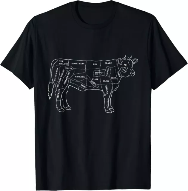 Cow Butcher Beef Cuts Diagram - Eat Beef Butcher Cut Chart Gift T-Shirt ...