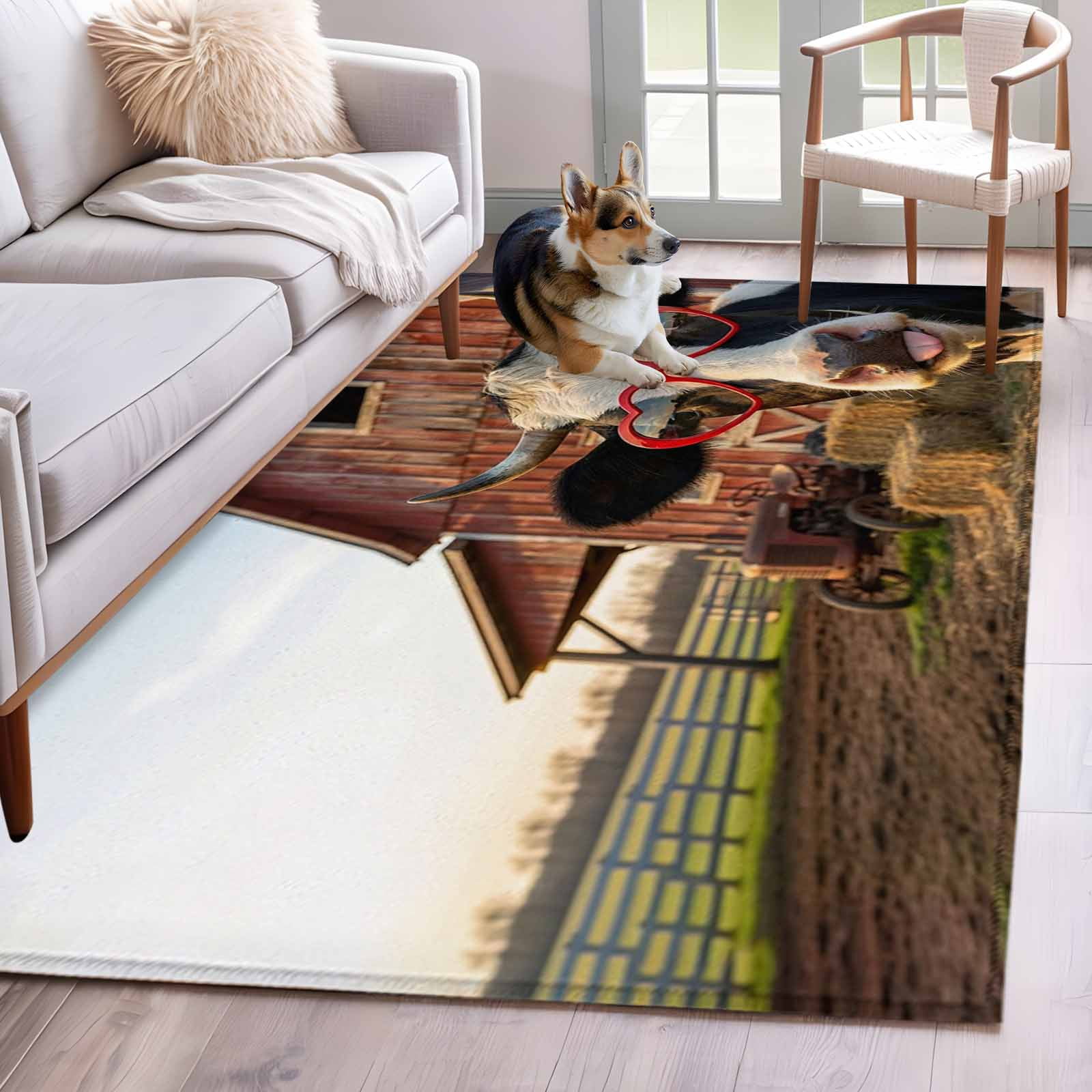 Cow Butterfly Area Rugs 3x5 ft Vintage Funny Farm Sunglasses Cow ...
