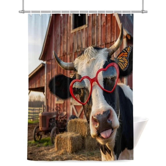 Cow Butterfly Shower Curtains for Bathroom, Vintage Funny Farm ...