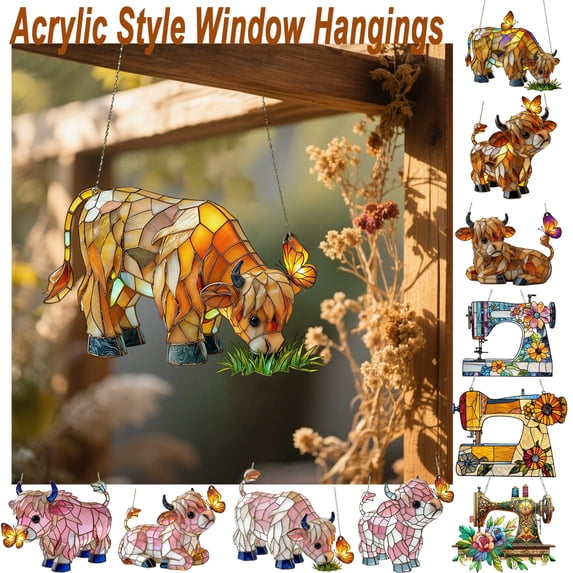 Cow Butterflys Butterfly Cow Suncatcher Window Decor, Acrylic 2D Flat ...