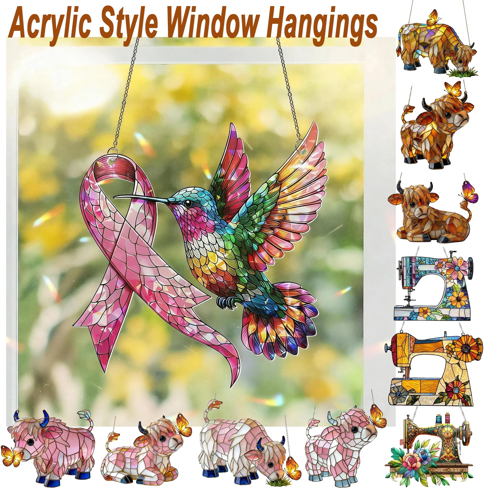 Cow Butterflys Butterfly Cow Suncatcher Window Hanging Decor, Acrylic ...