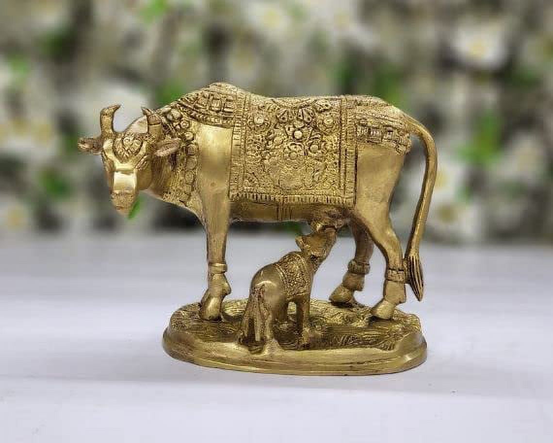 Cow with Calf Idol Showpiece for Home Decor Kamdhenu Statue Handicraft ...