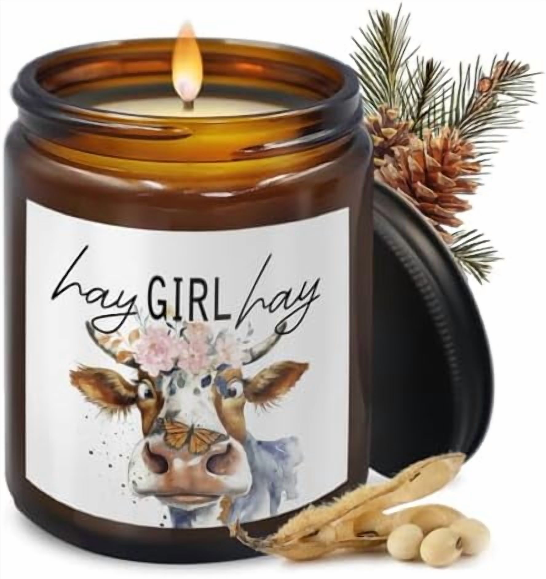 Cow Candle - Cow Themed Birthday Gifts, Scented Candles in Hay & Pine ...