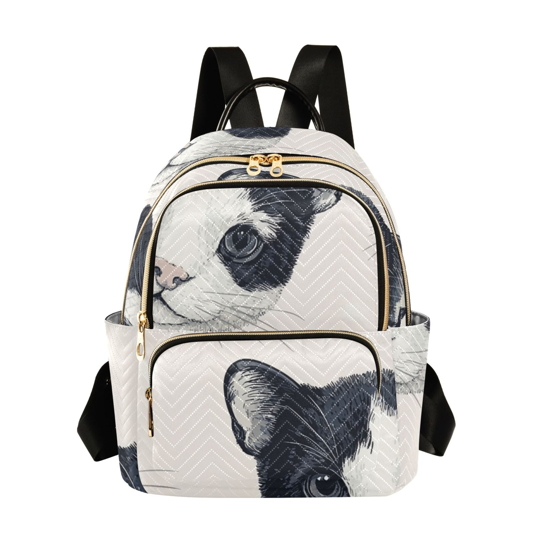 Cow Cat Faces Cute Quilted Backpack Fashion Daypack Commuter Bag for ...
