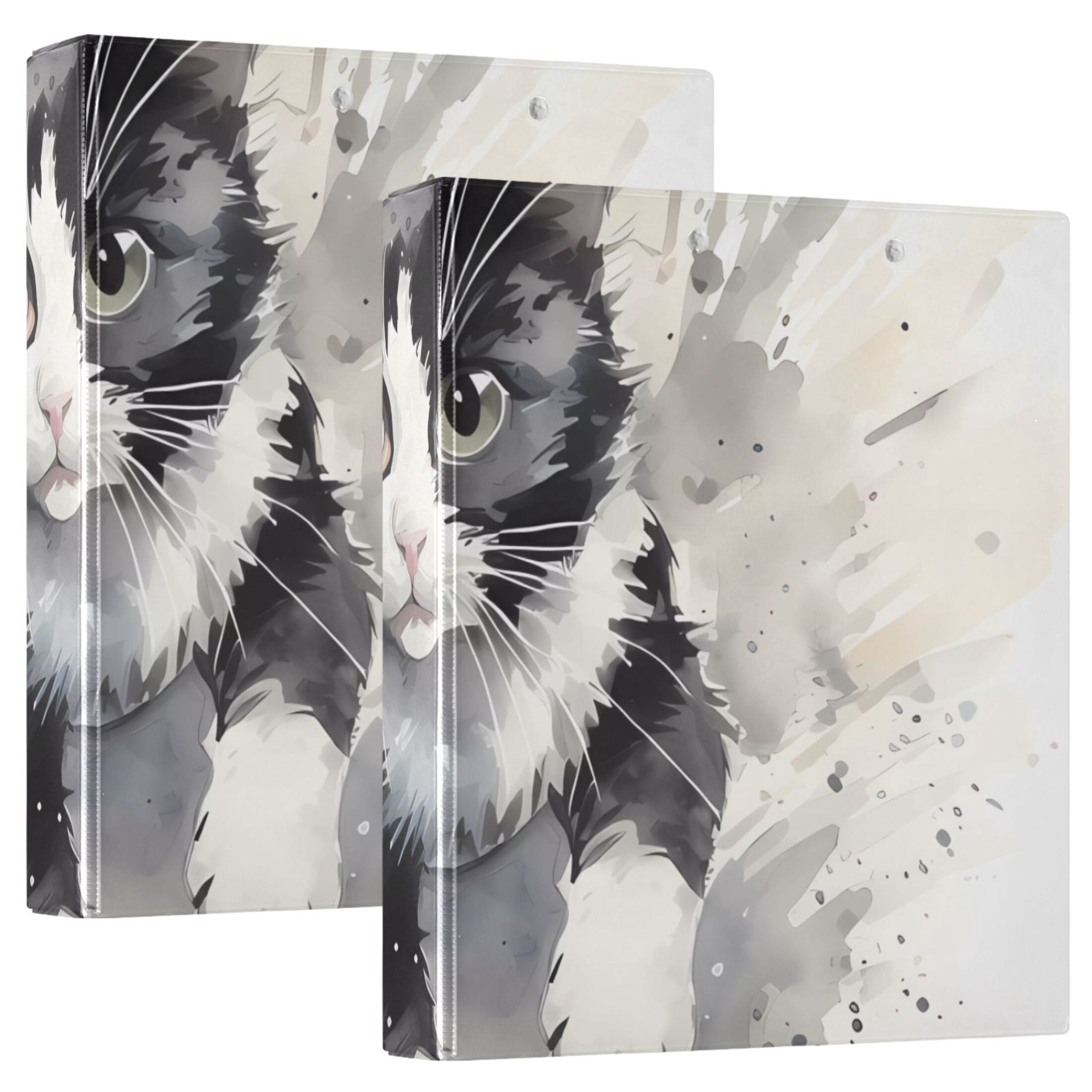 Cow Cat Short Hair 3 Ring Binders 1.5 inch Hardcover File Folders with ...