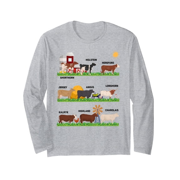 Cow & Cattle Farm Scene Long Sleeve T-Shirt for Aspiring Farmers ...