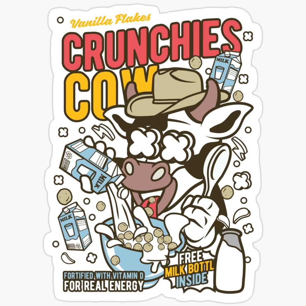 Cow Cereal Farm Breakfast Food Urban Street Design Sticker Phone Decal ...