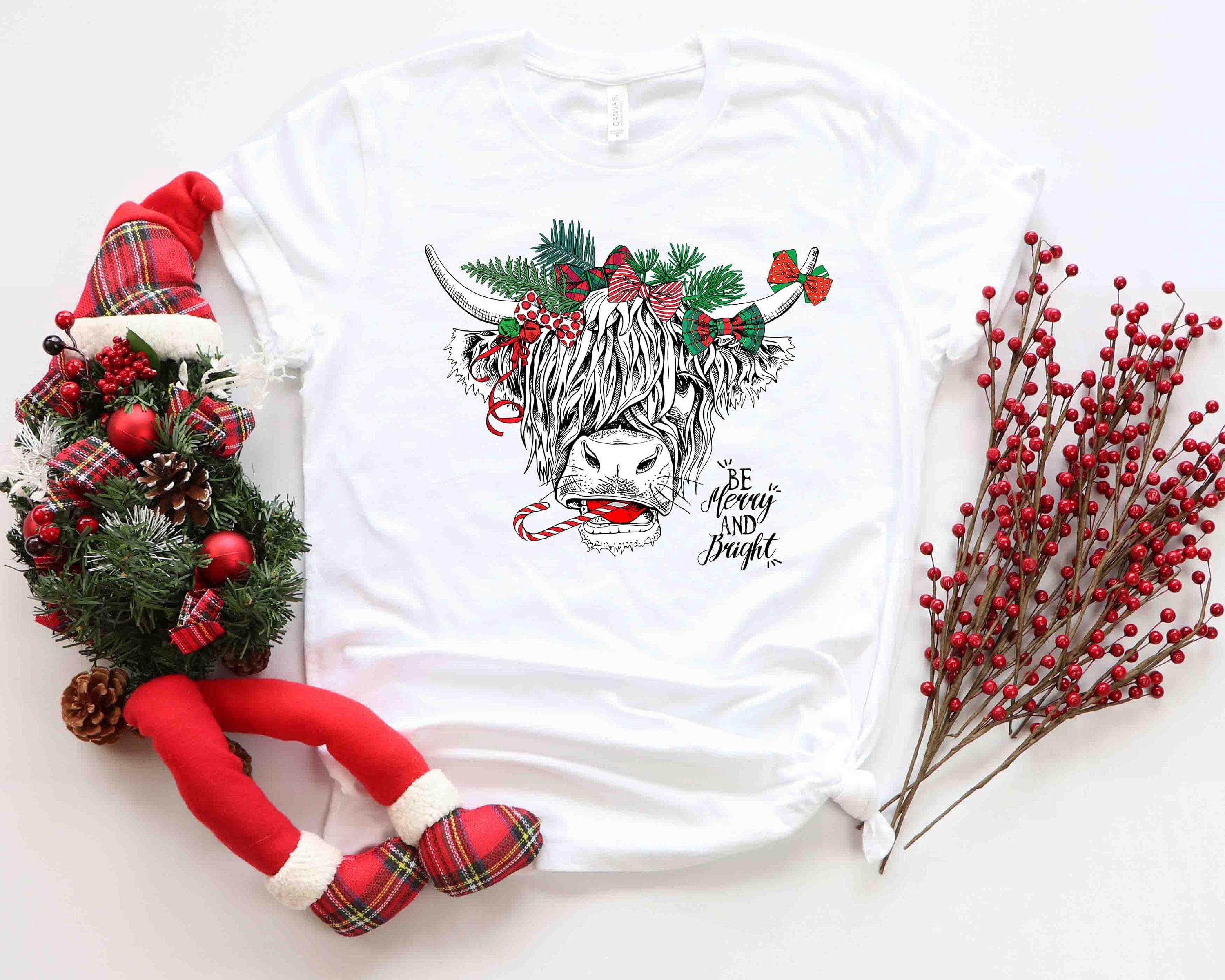 Cow Christmas Shirt, Merry Christmas Heifers Tee, Christmas Cow T-shirt ...