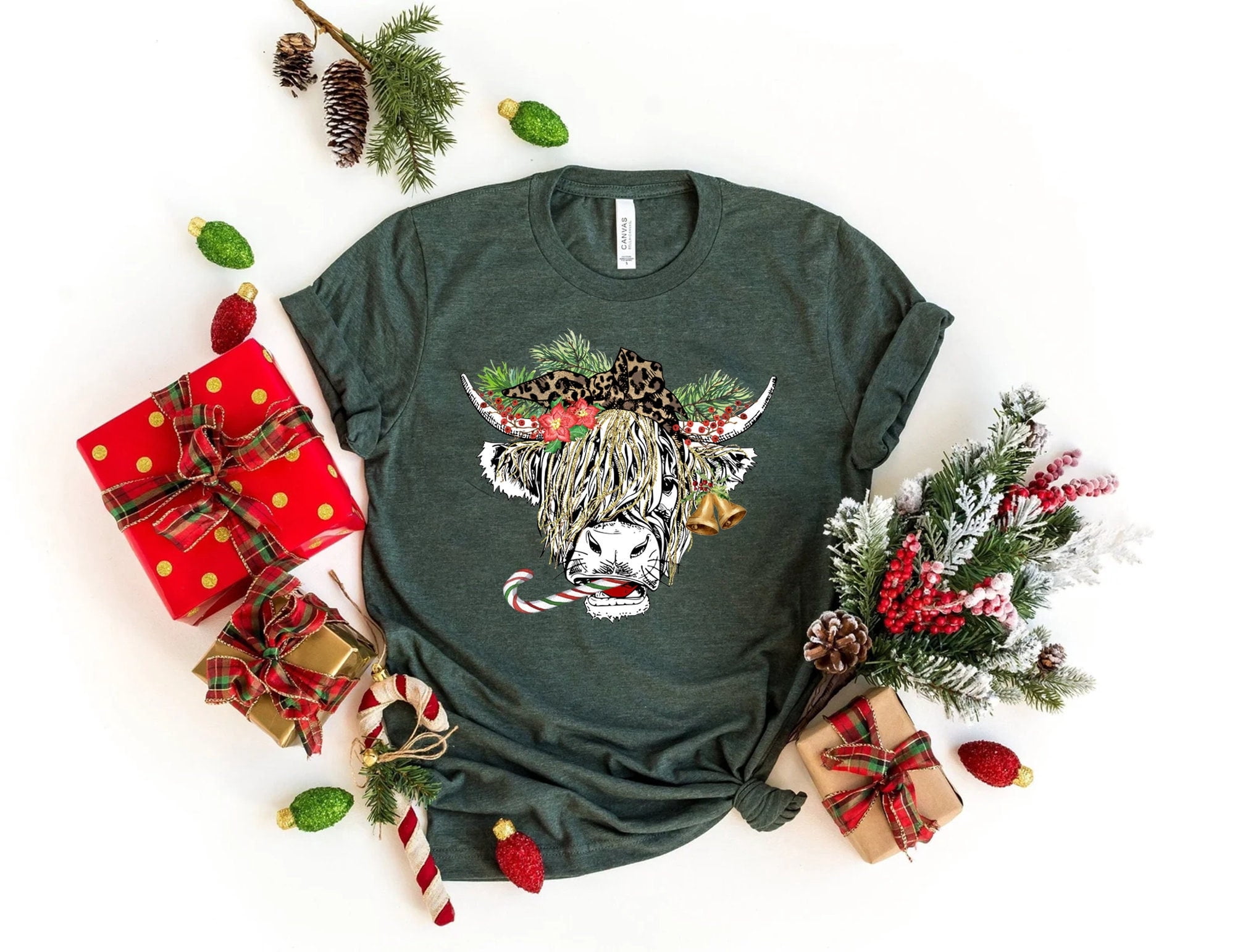 Cow Christmas Shirt, Merry Christmas Heifers Tee, Christmas Cow T-shirt ...