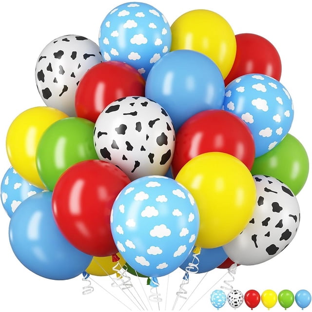 Cow Cloud Red Lime Yellow Light Blue Set of 24 Latex Balloons Toy Story ...