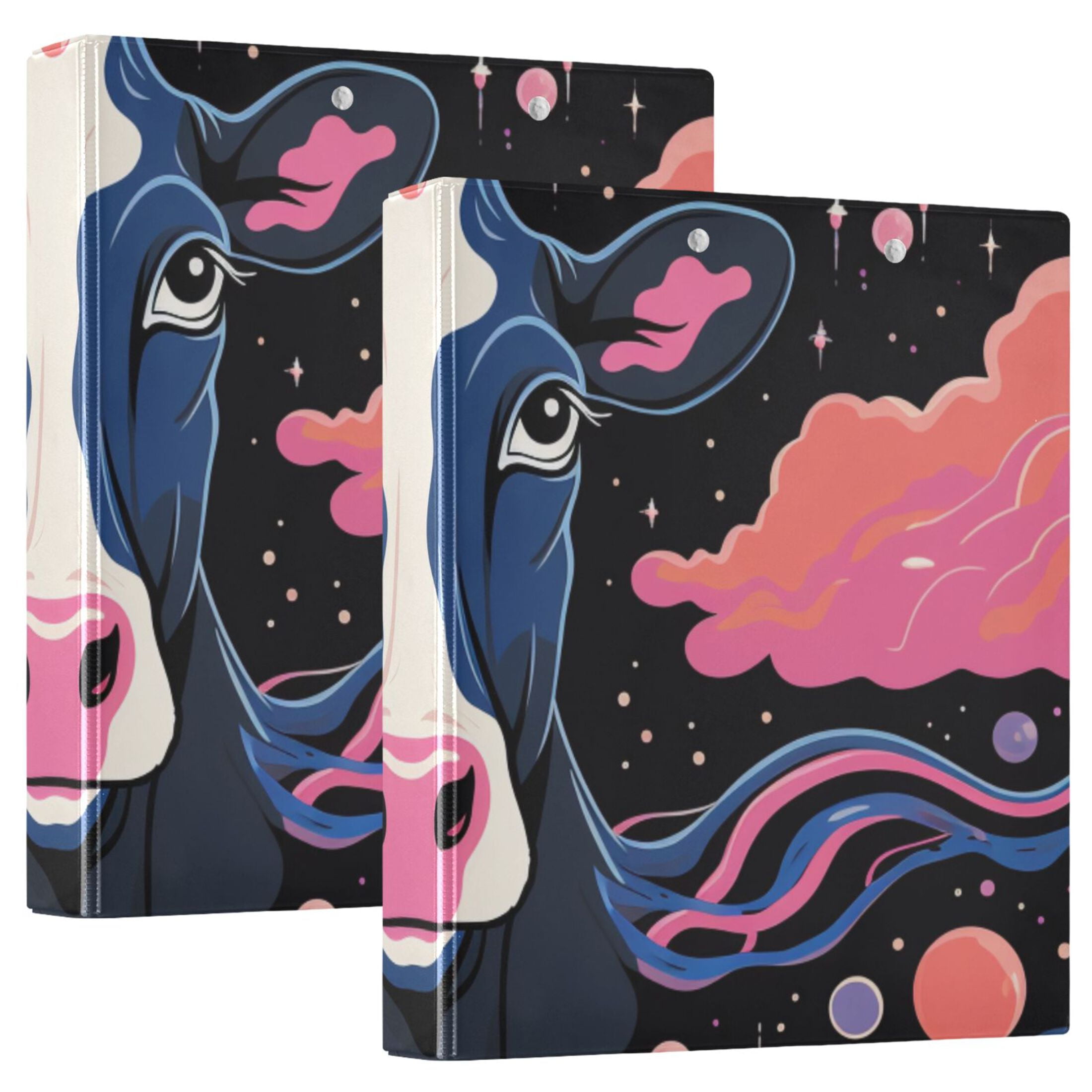 Cow Clouds Stars 3 Ring Binders 1.5 inch Hardcover File Folders with ...