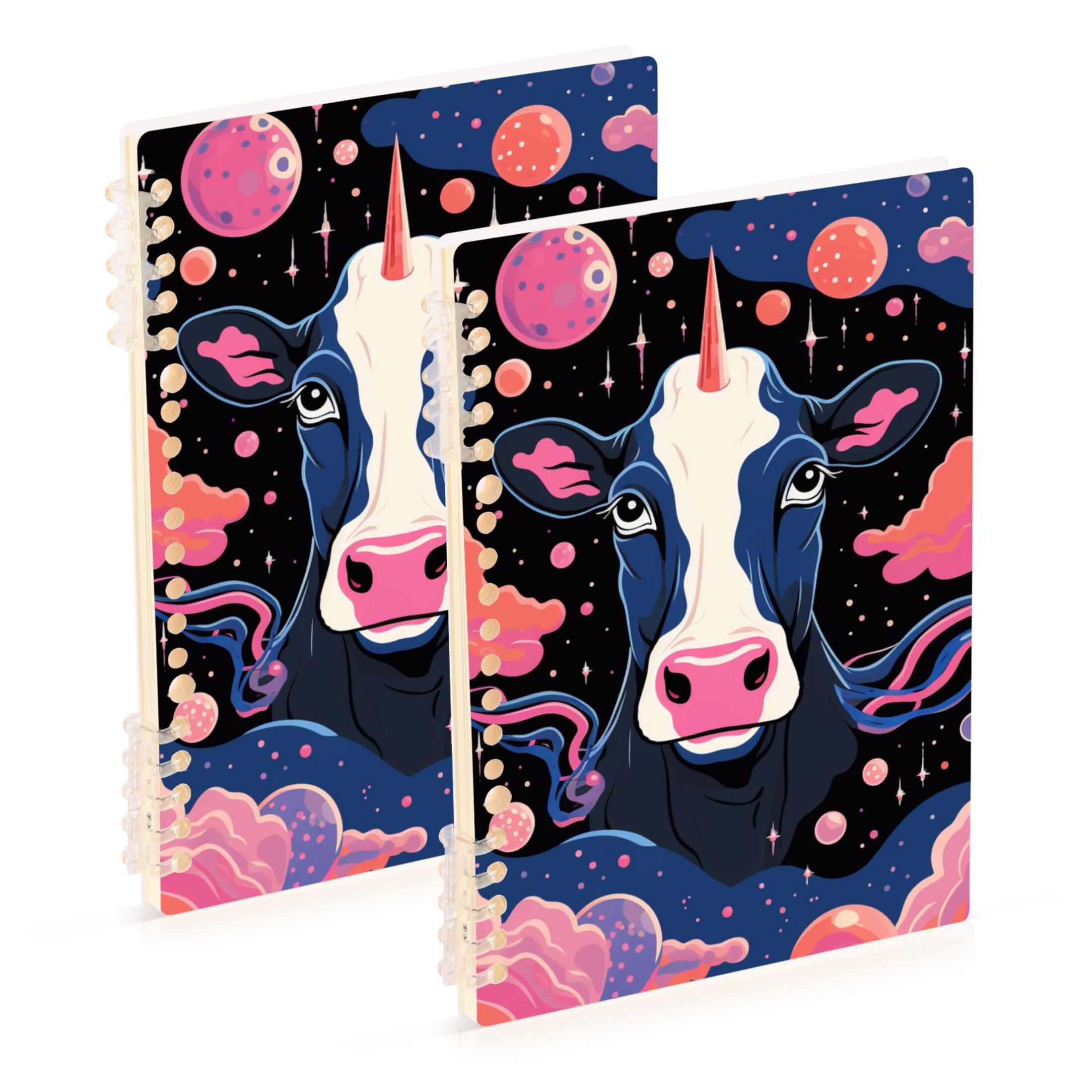 Cow Clouds Stars Ring Binder Notebook Journey Note Diary College Ruled ...