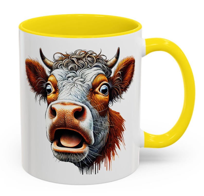 Cow Coffee Mug Hilarious Surprised Cow Face Farm Animal Gift, Rustic ...