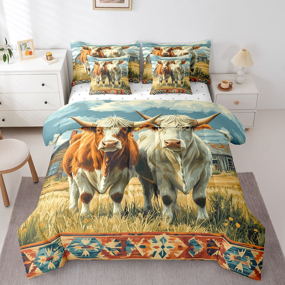 Cow Comforter Set Rusitc Country Twin Bedding Set 7 Pieces Teens Farm ...