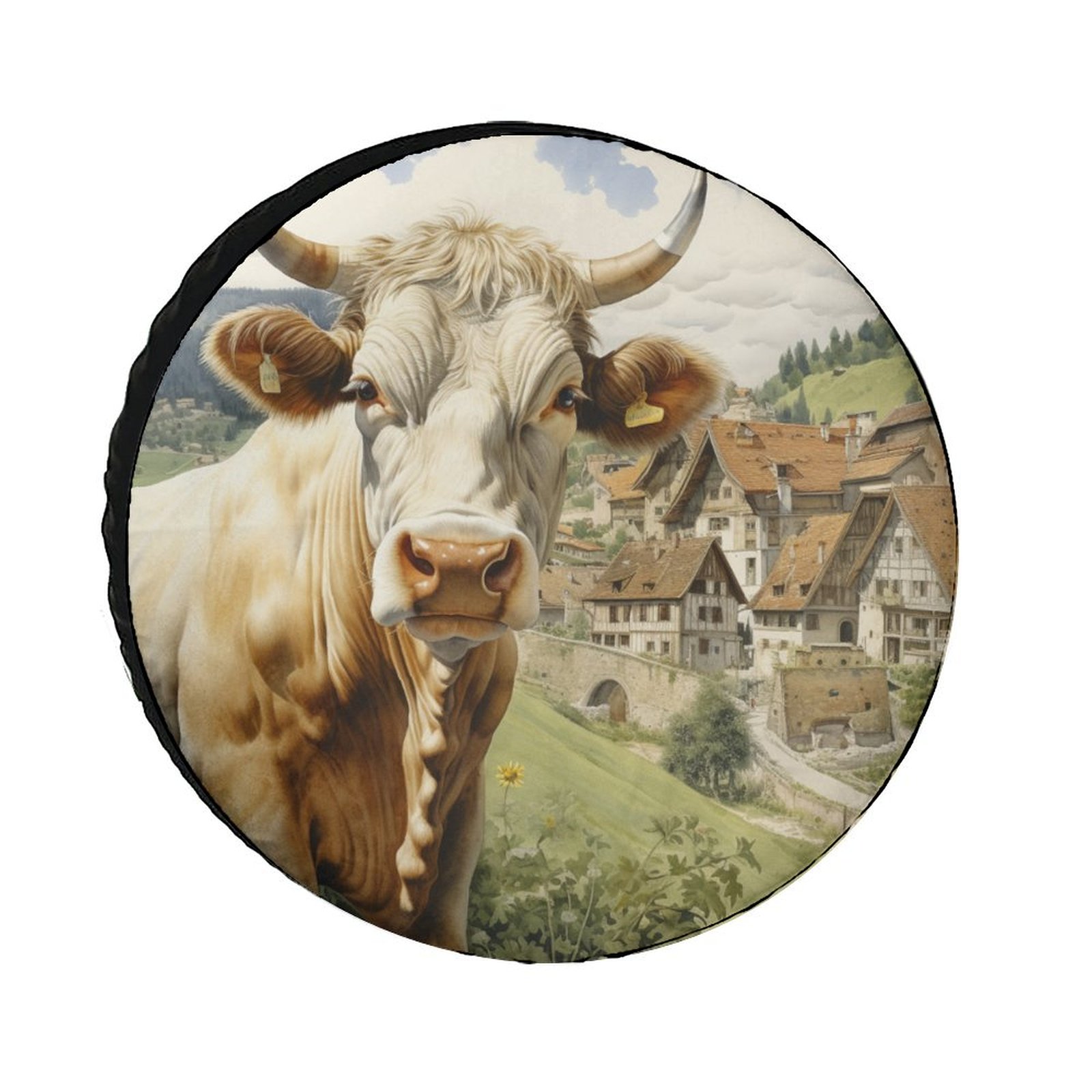 Cow In The Country Spare Tire Cover Cow Cattle Wheel Tire Cover ...