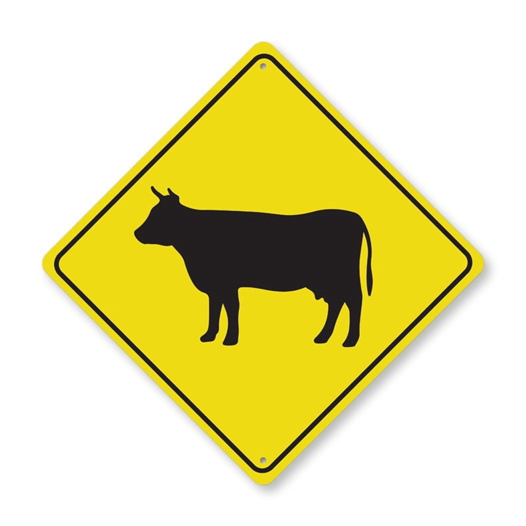 Cow Crossing Diamond Aluminum Metal Decor Sign - 12" x 12" - Walmart.com