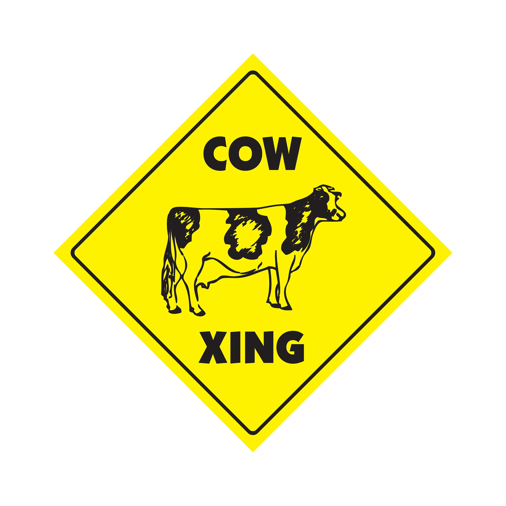 Cow Crossing Sign Zone Xing | Indoor/Outdoor | 20" Tall jersey cattle ...