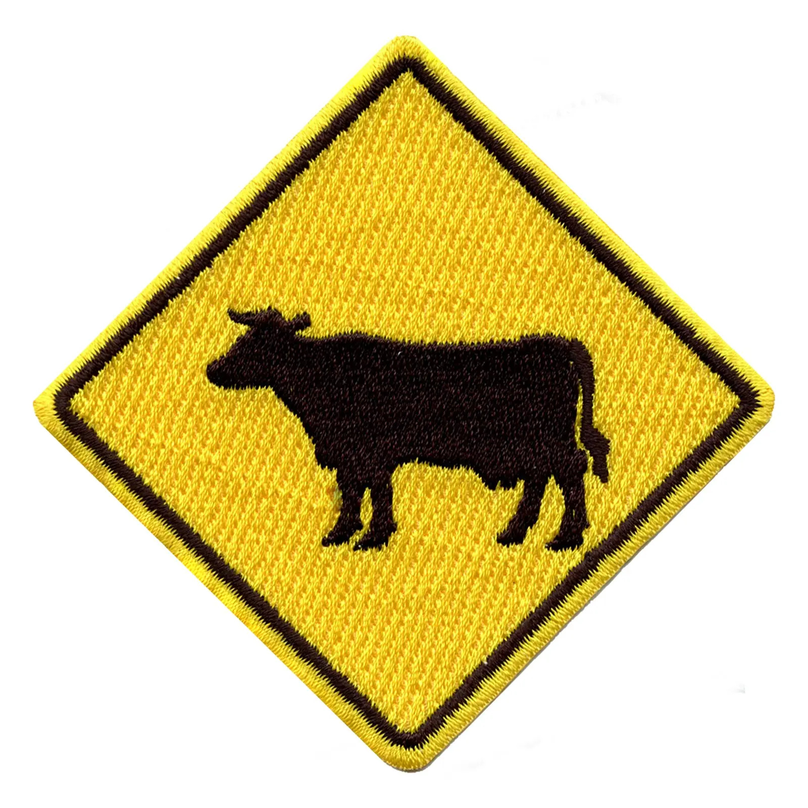Cow Crossing Yellow Street Sign Embroidered Iron On Patch - Walmart.com