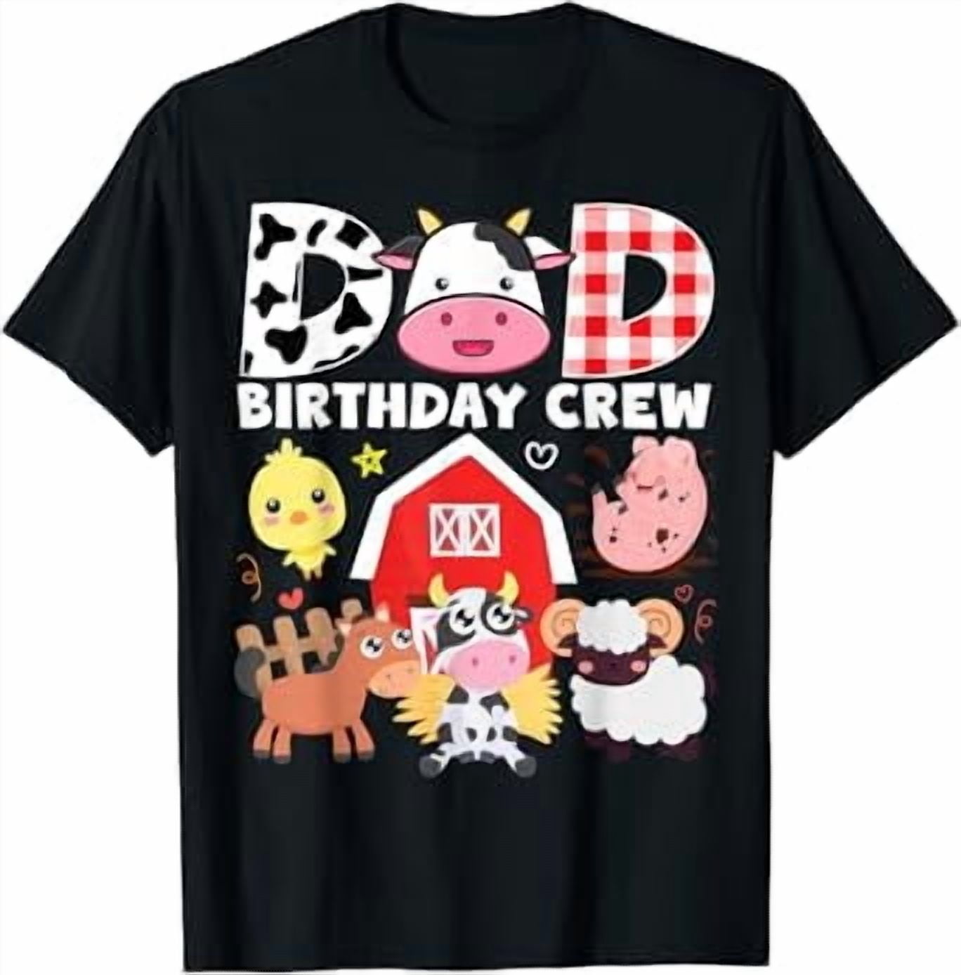 Cow Dad Birthday Crew Farm Theme Animals Birthday Party Kids T-Shirt ...