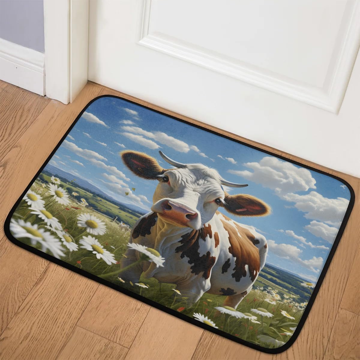 Cow Daisy Door Mat Absorbent Washable Welcome Door Mats Indoor Floor ...