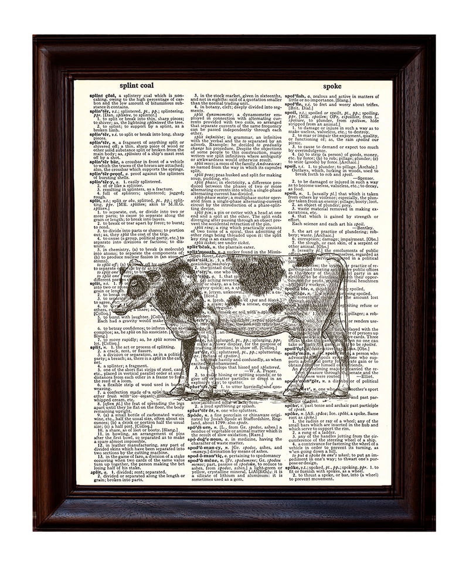 Cow - Dictionary Art Print Printed On Authentic Vintage Dictionary Book ...