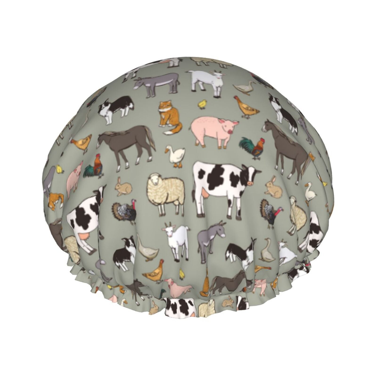 Cow Dog Horse Pig Cat Chicken Shower Cap for Women, Double Waterproof ...