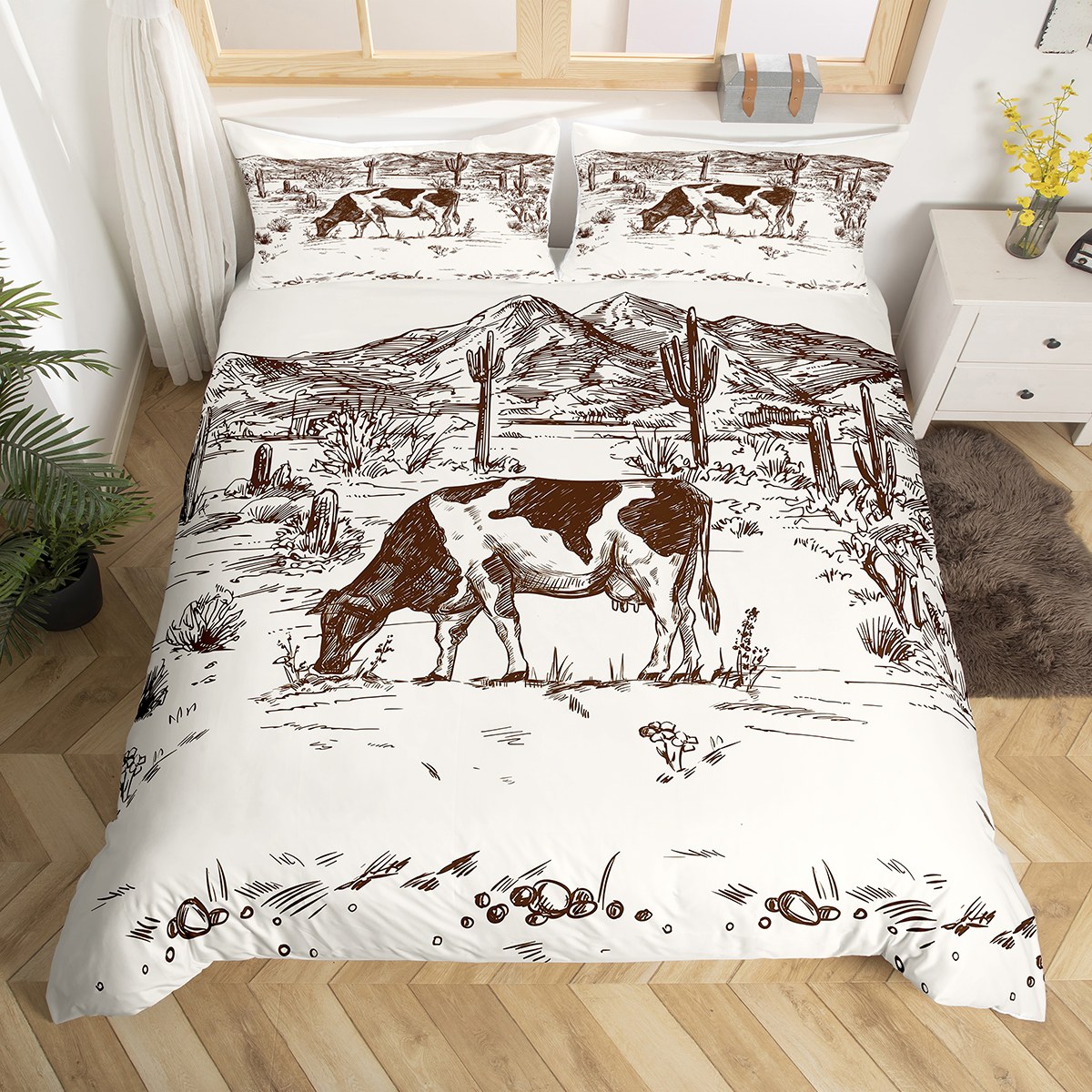 Cow Duvet Cover For Kids Children Western Bedding Set King Milk Cow ...
