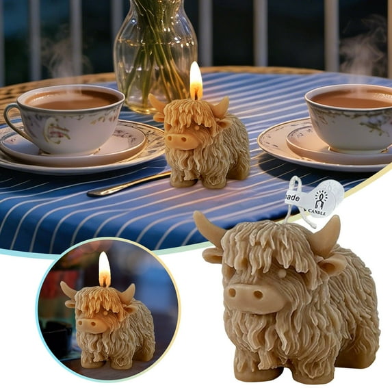 Cow Easter Decorations, Candle Gifts 3D Highland Cow Decoration Candle ...