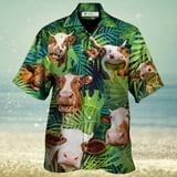 Cow Face Troll Funny Lover Cattle Tropical Style Hawaiian Shirt ...
