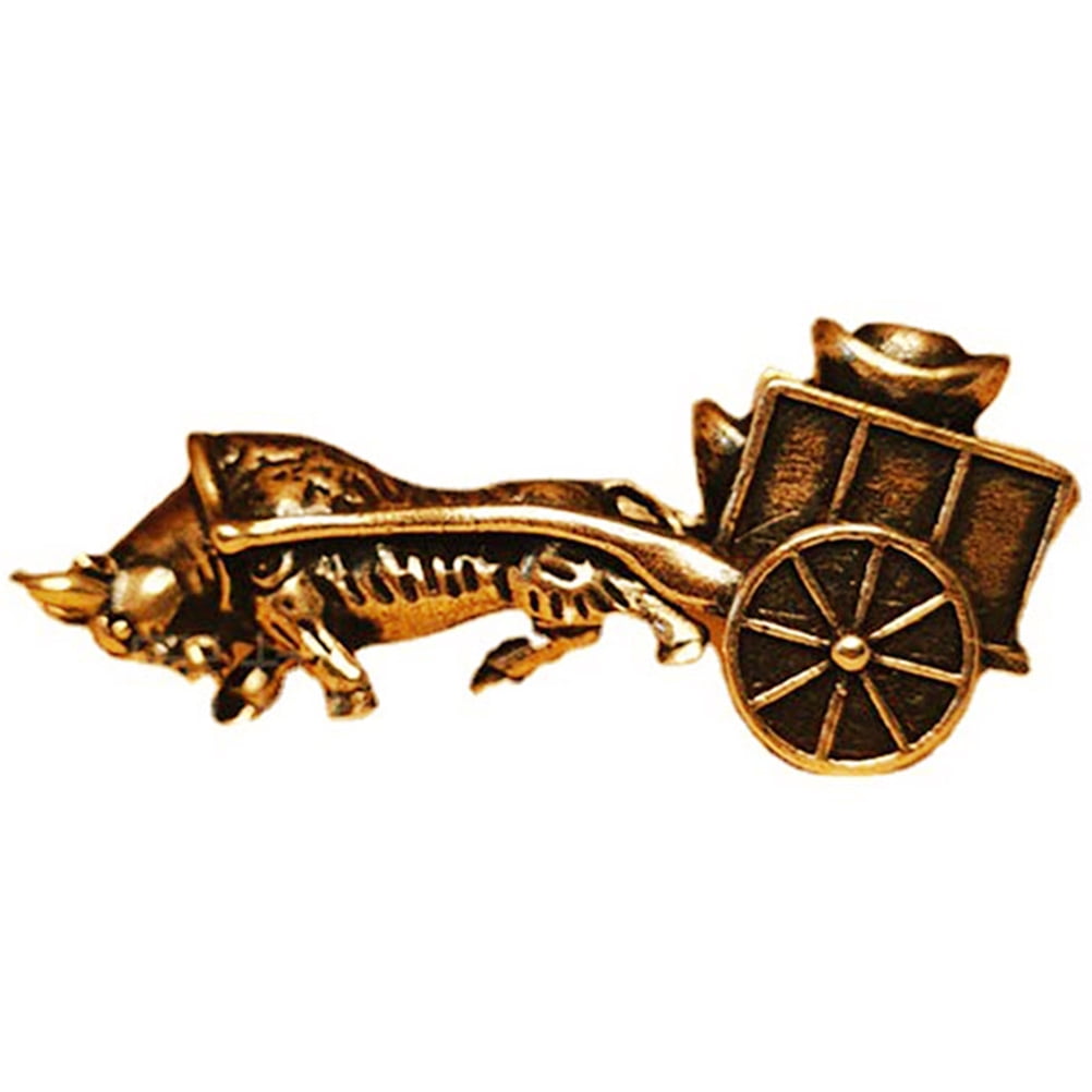 Cow Figurine Copper Animals Ornament Desktop Cow Statue Office Table ...